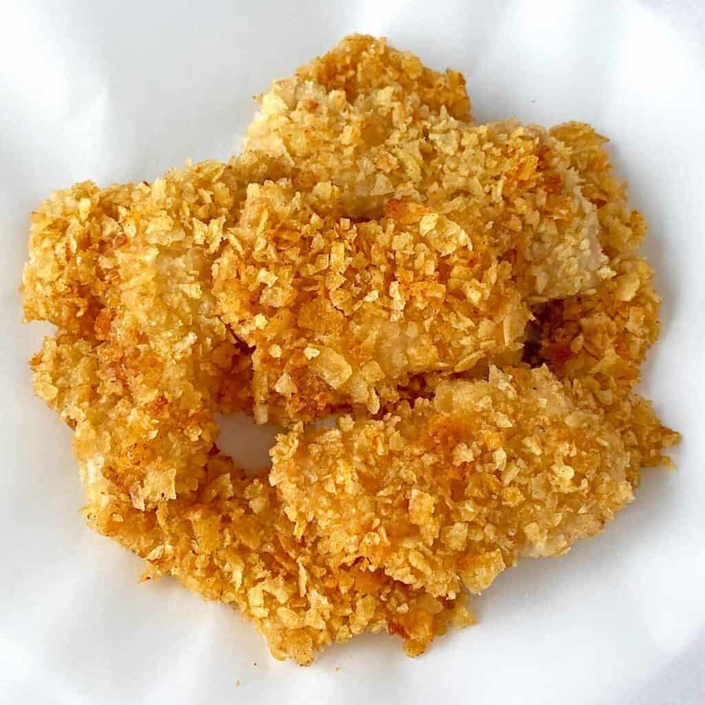 Crispy Baked Potato Chip Chicken Tenders Recipe - Happy Simple Living
