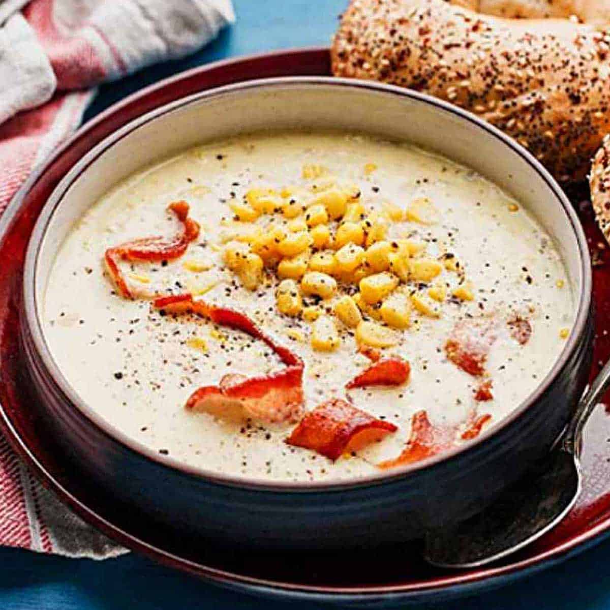 Old Fashioned Corn Chowder with Bacon - Happy Simple Living